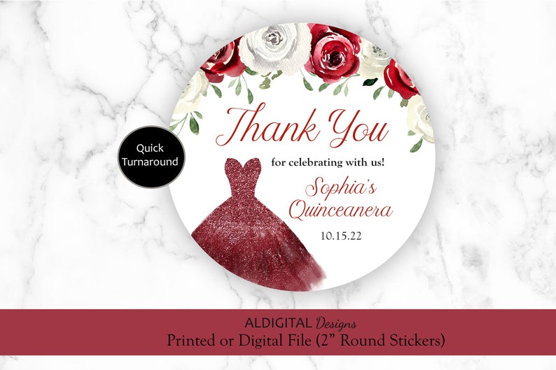 Quinceanera Red Stickers Quinceanera Red Floral Stickers - Etsy
