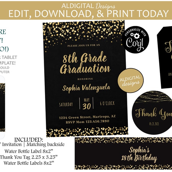 8th Grade Graduation Invitations - Etsy