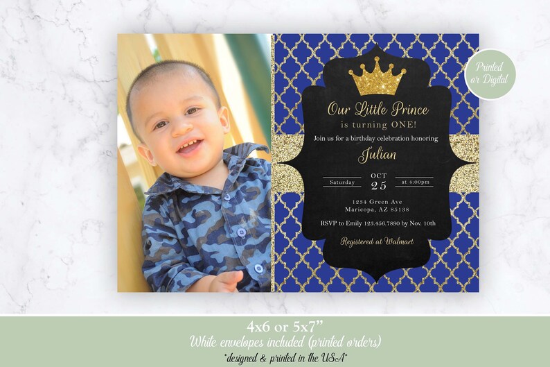 Prince Birthday Invitation Royal Prince First Birthday - Etsy