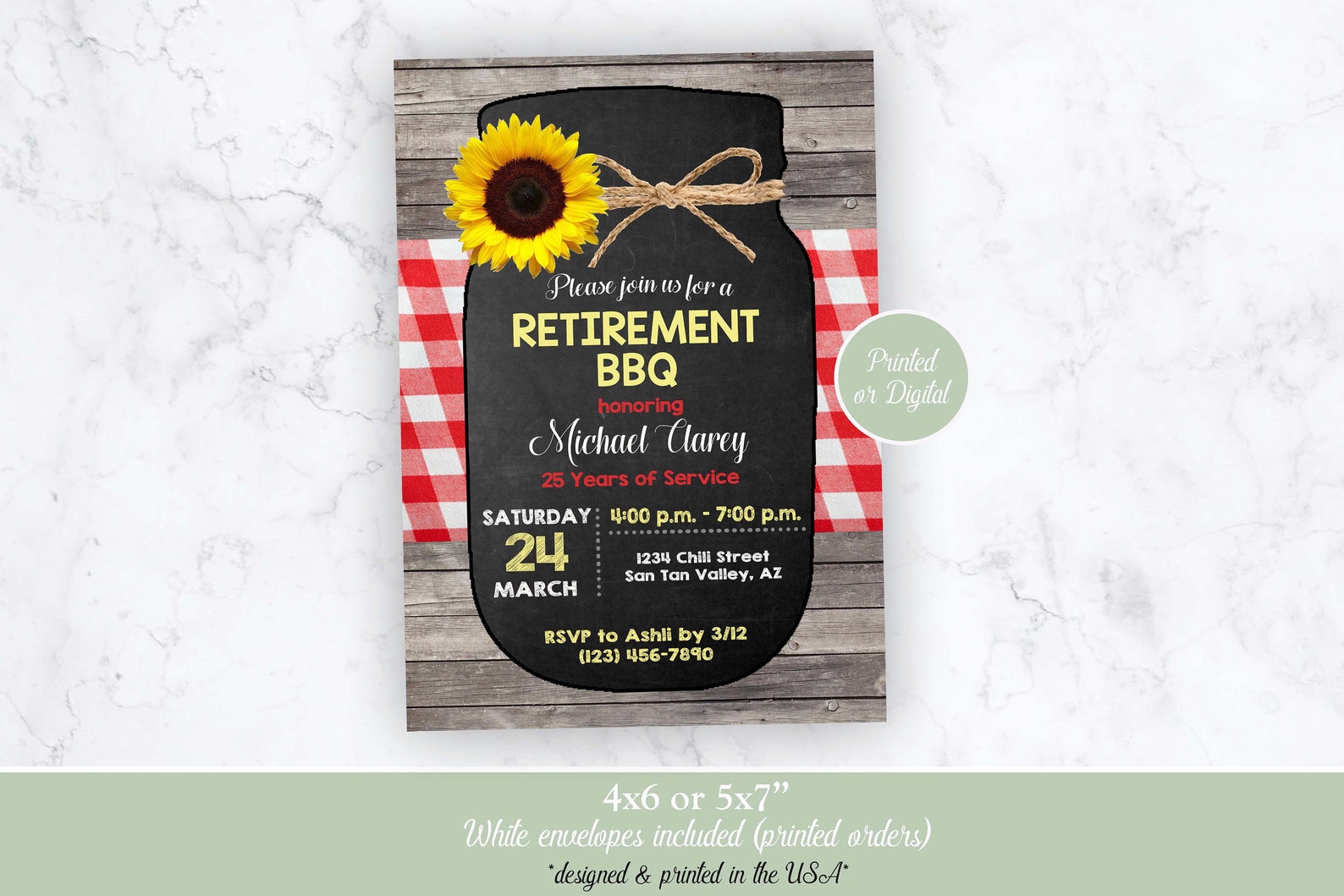 Retirement BBQ Invitation, BBQ Invitation, BBQ Retirement Invitation ...