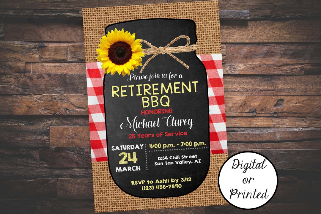 Retirement BBQ Invitation, BBQ Invitation, BBQ Retirement Invitation ...