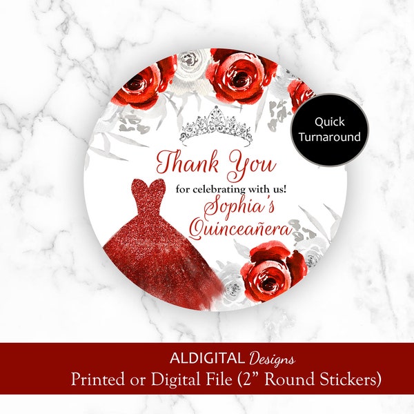 Red Quinceanera Dress Stickers - Etsy