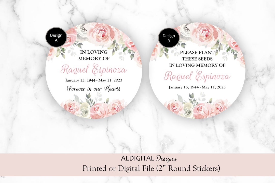 Funeral Memorial Stickers, Funeral Memorial Favor Stickers, Memorial ...