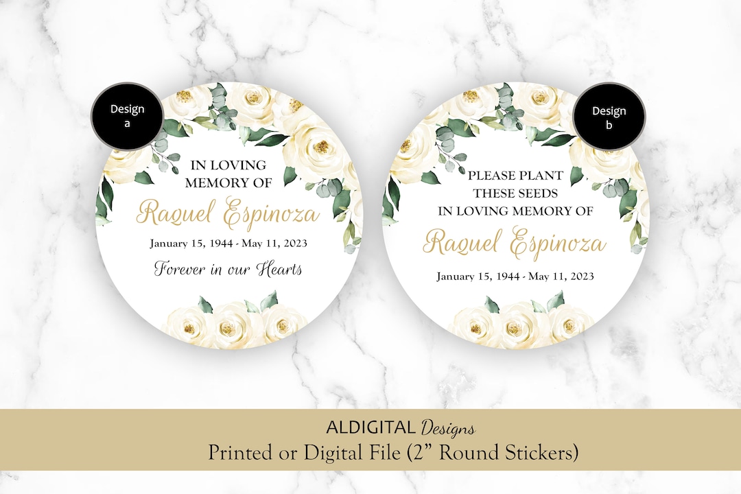 Funeral Memorial Stickers, Funeral Memorial Favor Stickers, Memorial ...