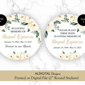 Funeral Memorial Stickers, Funeral Memorial Favor Stickers, Memorial ...