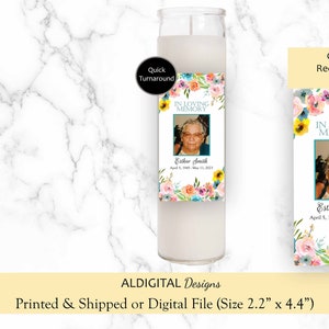 Funeral Remembrance Candle Labels, Funeral Prayer Candle Sticker Labels ...