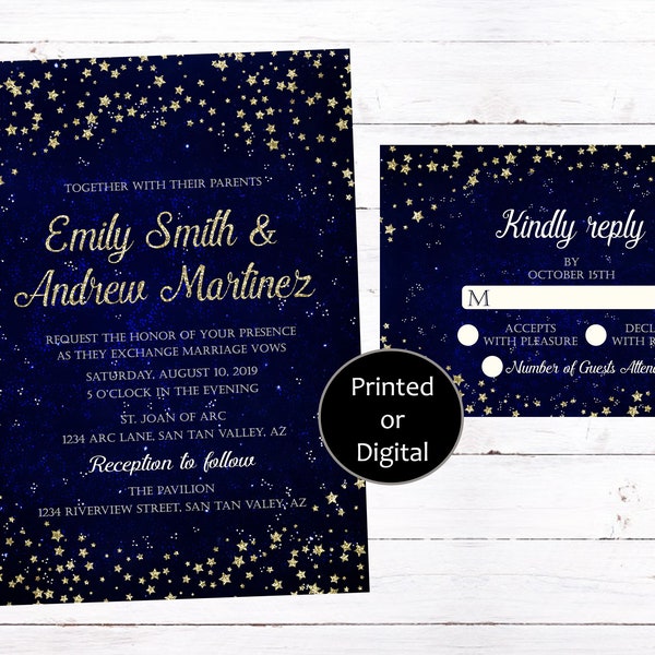 Starry Night Wedding Invitation - Etsy