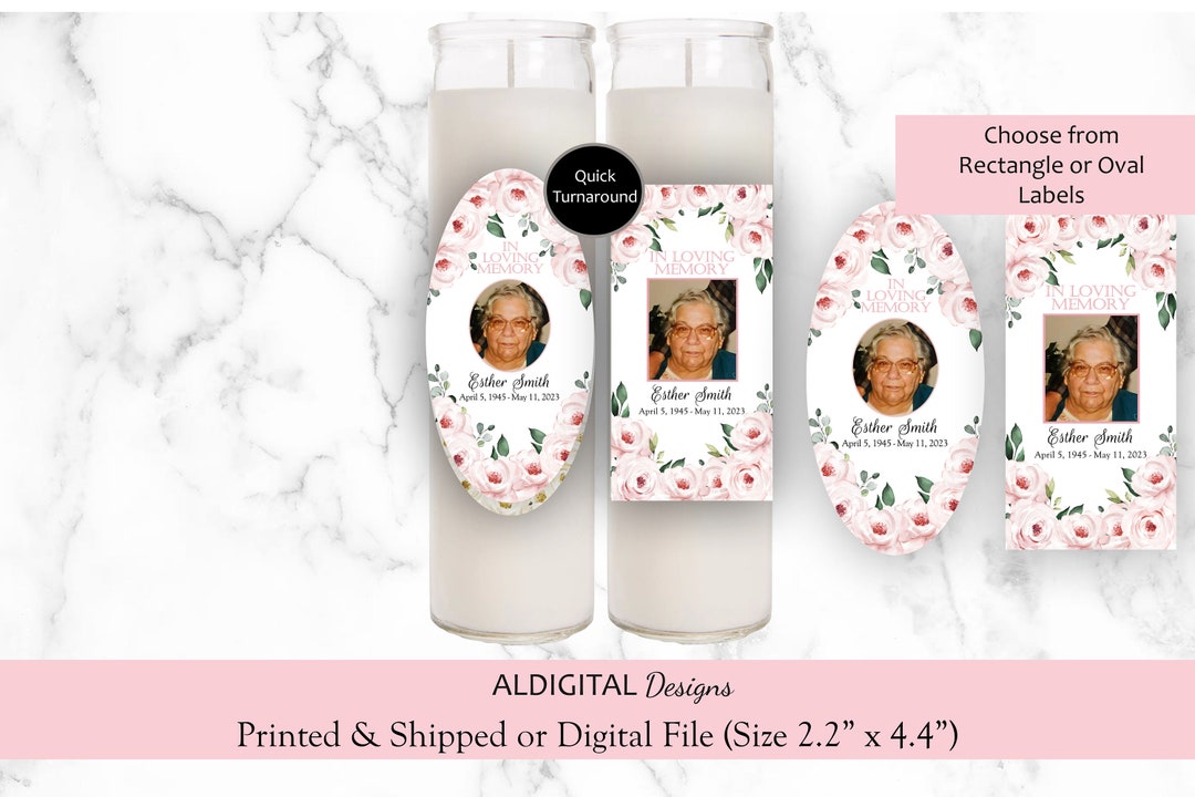 Funeral Remembrance Candle Labels, Funeral Prayer Candle Pink Sticker ...