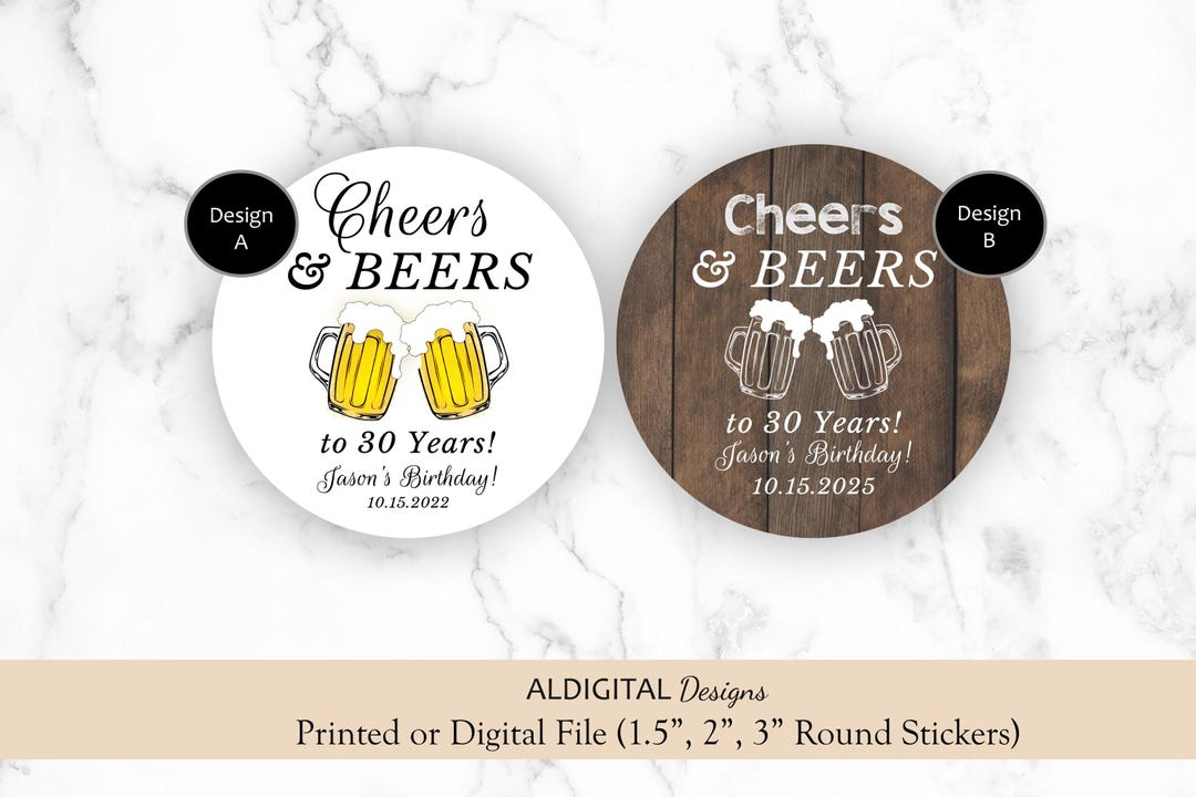 Cheers & Beers Stickers, Cheers and Beers Favor Stickers, Cheers Favor ...