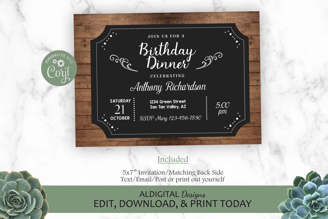 Birthday Invitation, Rustic Wood Birthday Invitation, Rustic Birthday ...
