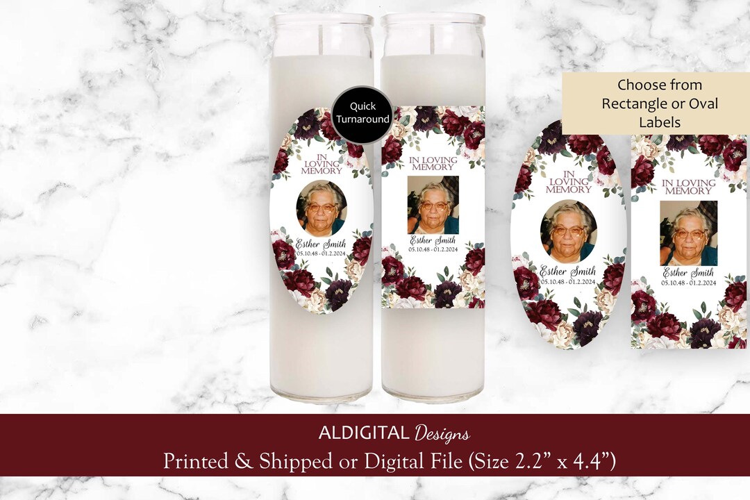 Funeral Remembrance Candle Labels, Funeral Prayer Candle Sticker Labels ...