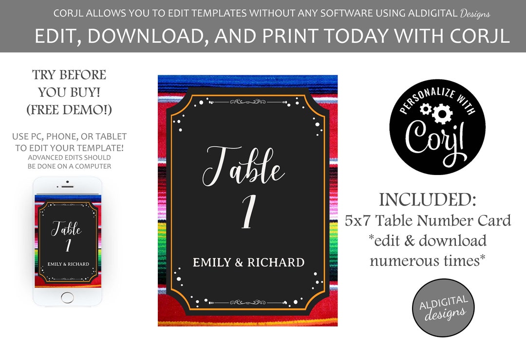 Fiesta Table Number Cards, Fiesta Theme Table Number Cards, Mexican ...