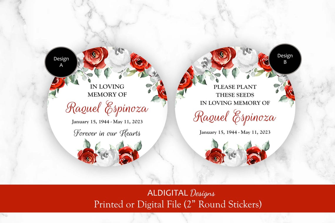 Funeral Stickers, Funeral Memorial Stickers, Personalized Memorial ...