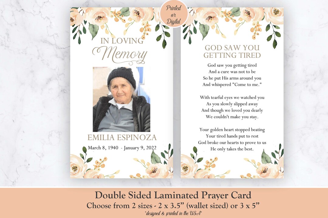 Memorial Prayer Cards, Funeral Prayer Cards, Garden Flower Prayer Cards ...