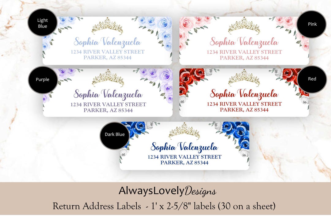Quinceanera Return Address Labels, Envelope Return Address Labels ...