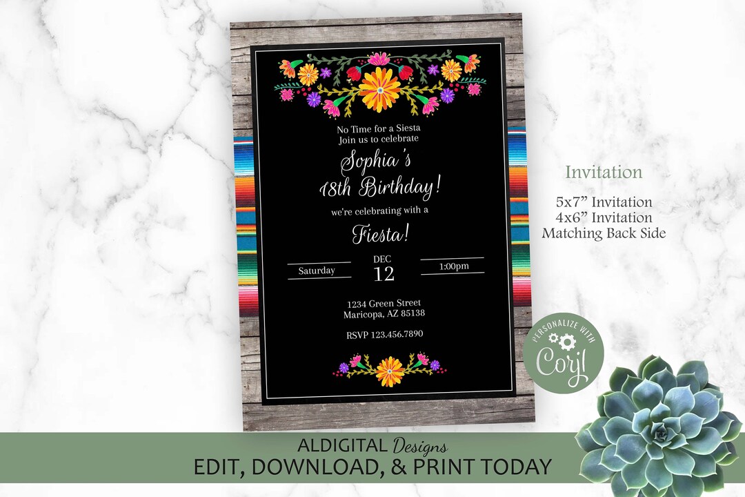 Fiesta Invitation, Fiesta Birthday Invitation, Fiesta Sarape Birthday ...