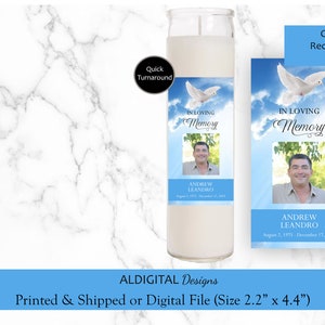 Funeral Remembrance Candle Labels, Funeral Prayer Candle Sticker Labels ...