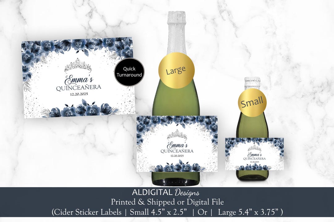 Cider Labels, Quinceanera Navy Blue Apple Cider Labels, Quinceanera ...