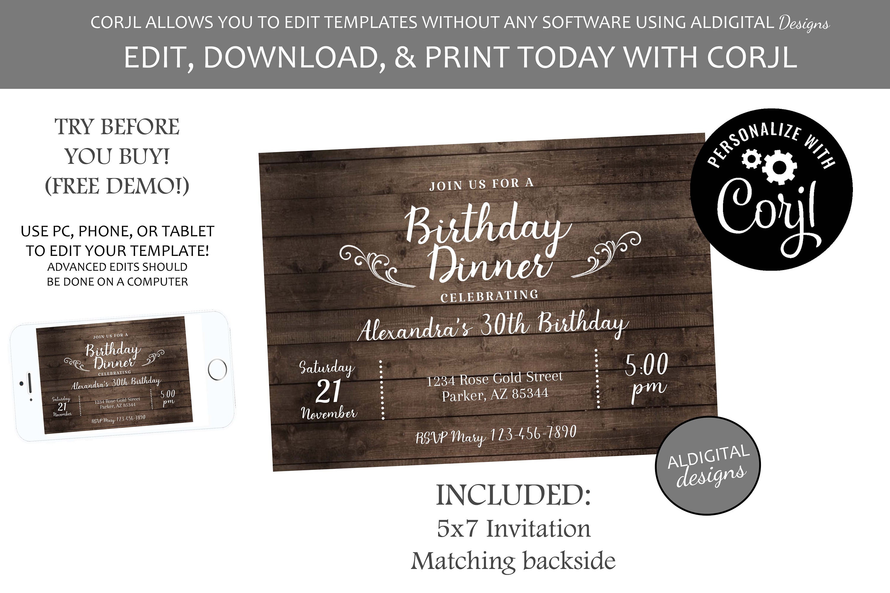 Birthday Invitation Rustic Wood Birthday Invitation Rustic | Etsy