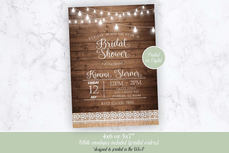 Rustic Bridal Shower Invitation Rustic Bridal Shower Bridal - Etsy