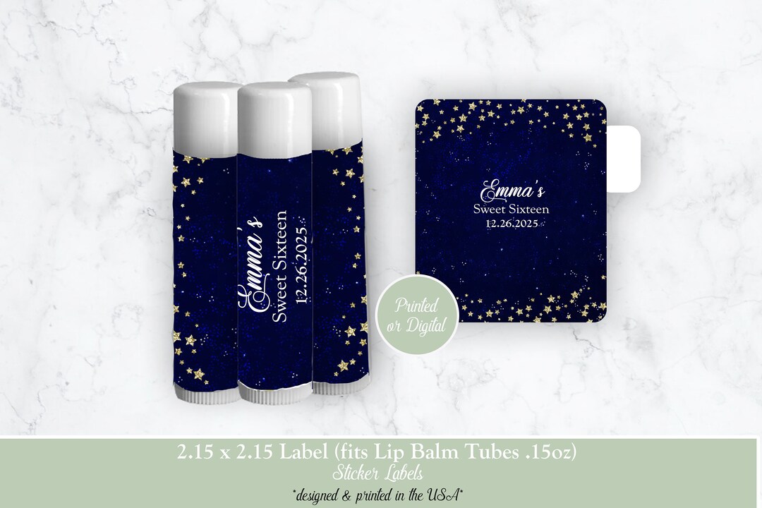 Starry Night Lip Balm Labels, Under the Stars Lip Balm Labels, Blue ...