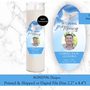 Funeral Remembrance Candle Labels, Funeral Prayer Candle Sticker Labels ...