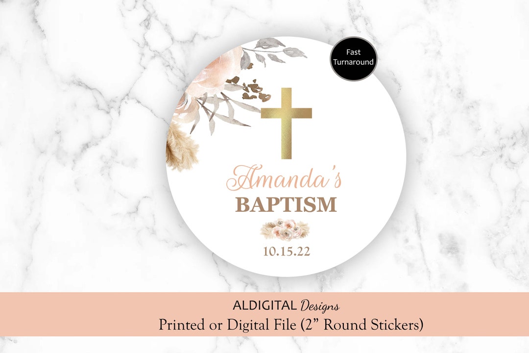 Boho Baptism Sticker, Baptism Boho Sticker, Baptism Favor Stickers ...