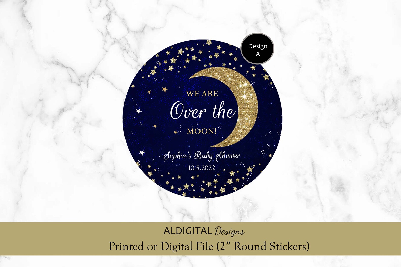 Over the Moon Stickers Moon Baby Shower Stickers Over the - Etsy