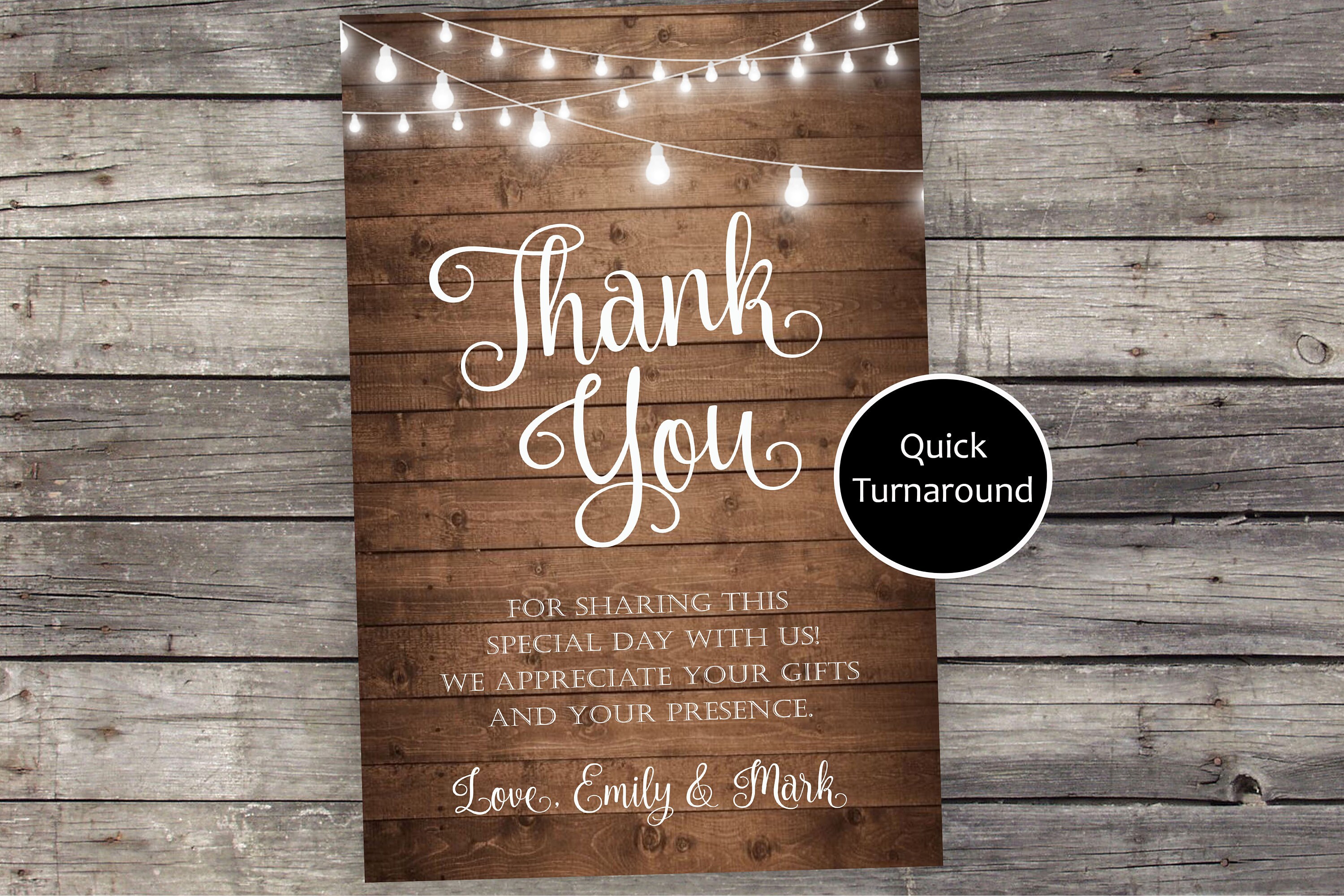 Rustic Thank You Card Thank You Card Wedding Thank You Card - Etsy