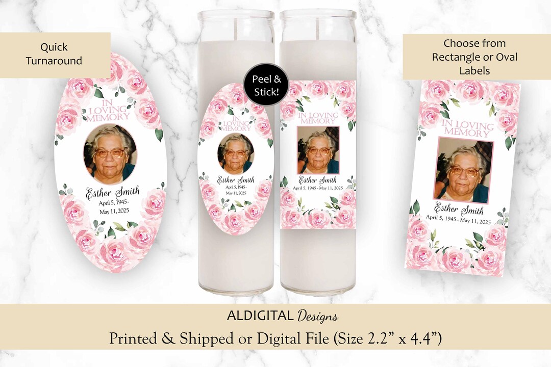 Funeral Remembrance Candle Labels, Prayer Candle Labels, Memorial ...