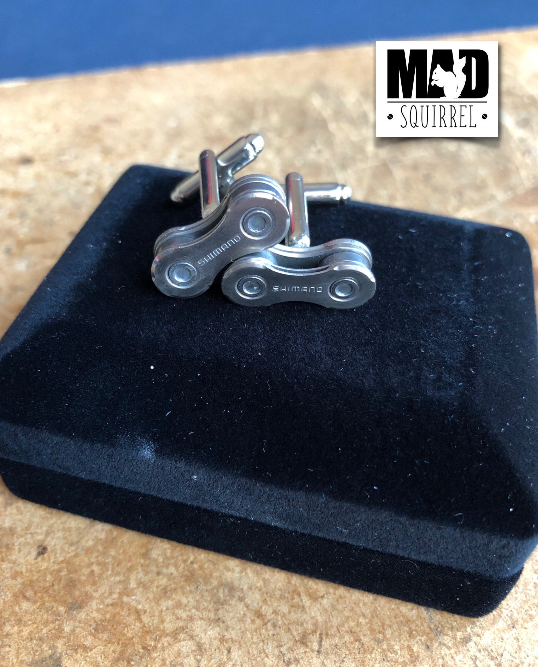 Bicycle, Bike Chain Cufflinks made from Shimano Chain, with Shimano on ...