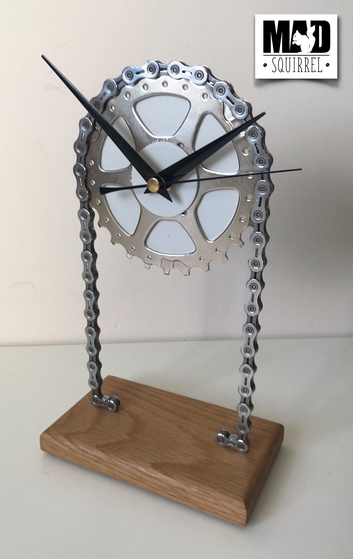 Floating Sprocket Desk/Shelf Clock with White Face & Black Hands, with ...