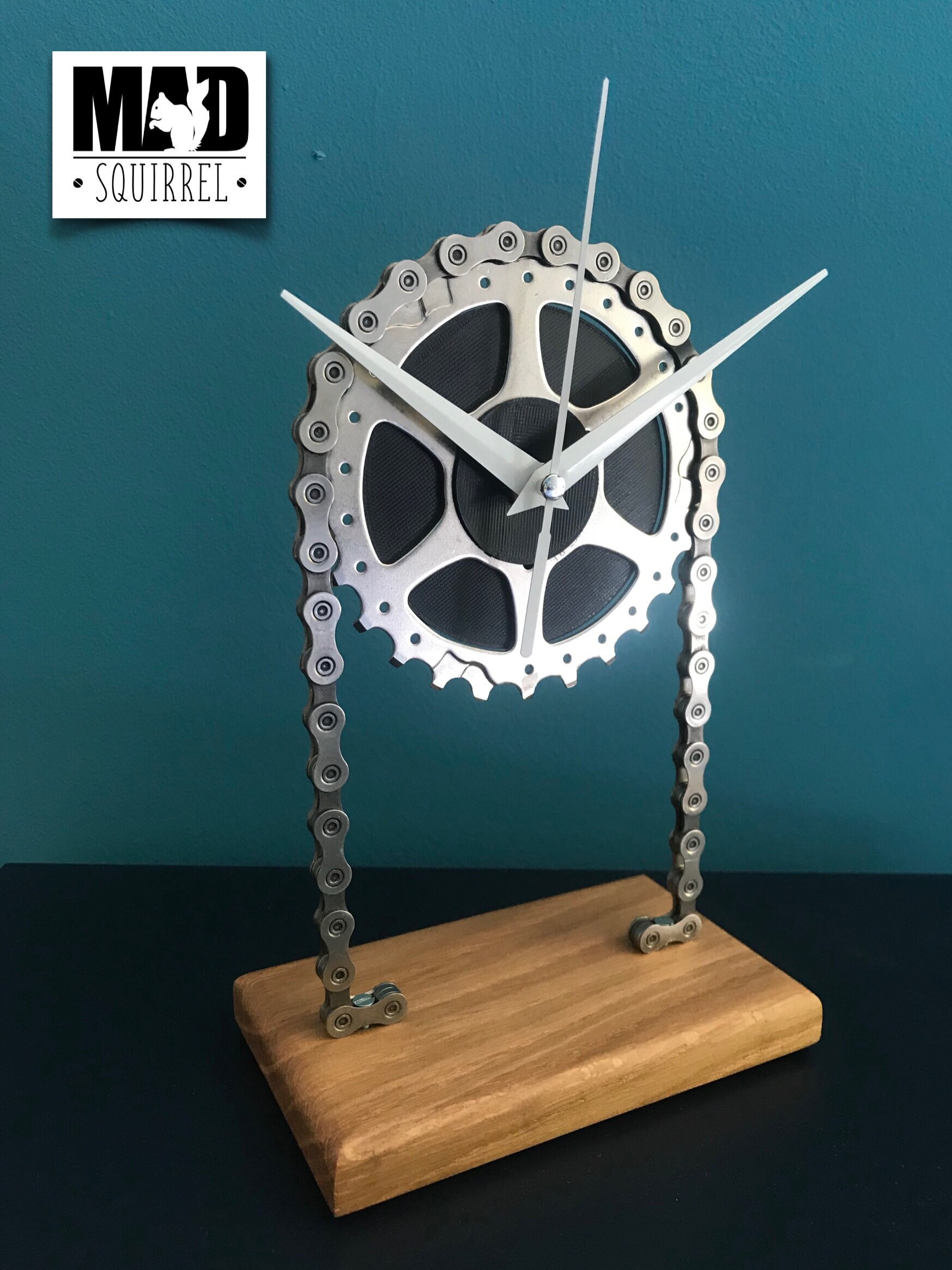 Floating Sprocket Desk/Shelf Clock with Black Face & White Hands, with ...