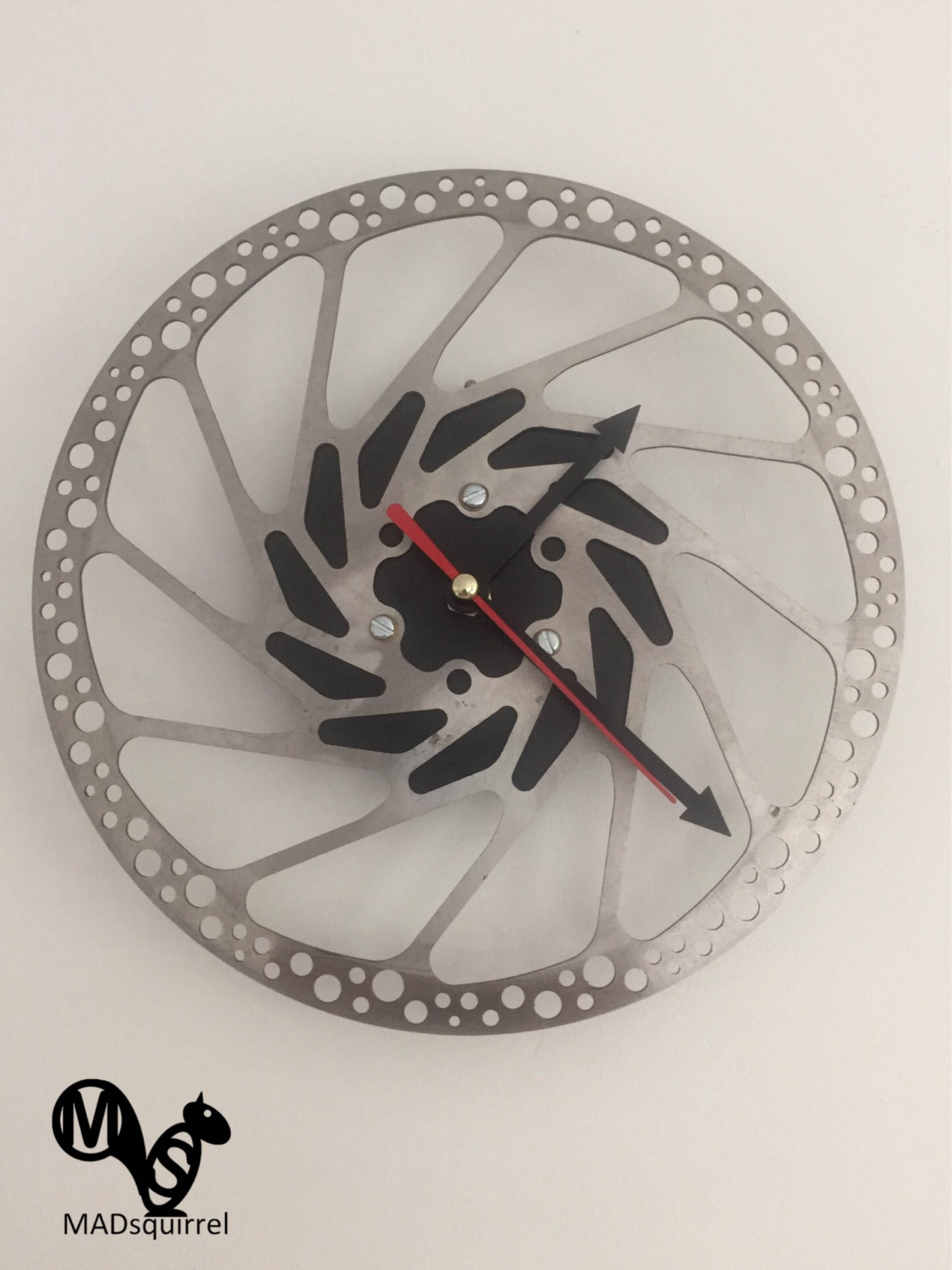 Mountain Bike, MTB, 203mm Disc Brake Clock with Black and Red Hands