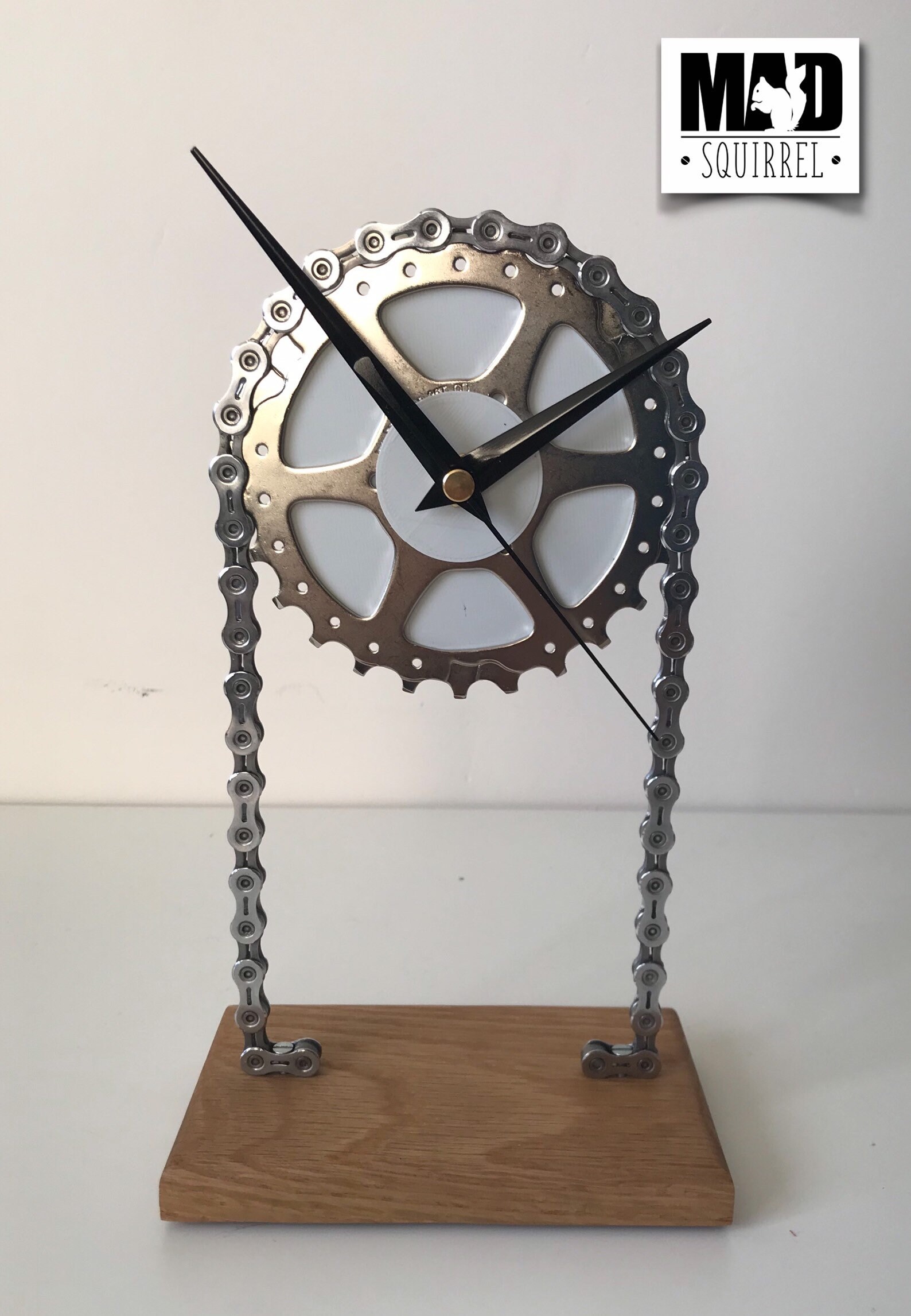 Floating Sprocket Desk/Shelf Clock with White Face & Black Hands, with ...