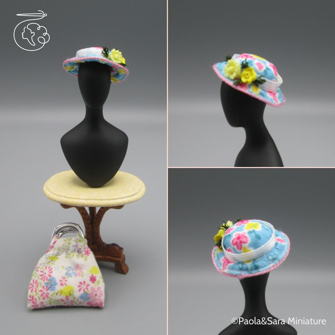 Miniature Hats With Bag for Doll, Heidi Ott and Dollhouse in 1/12 Scale ...