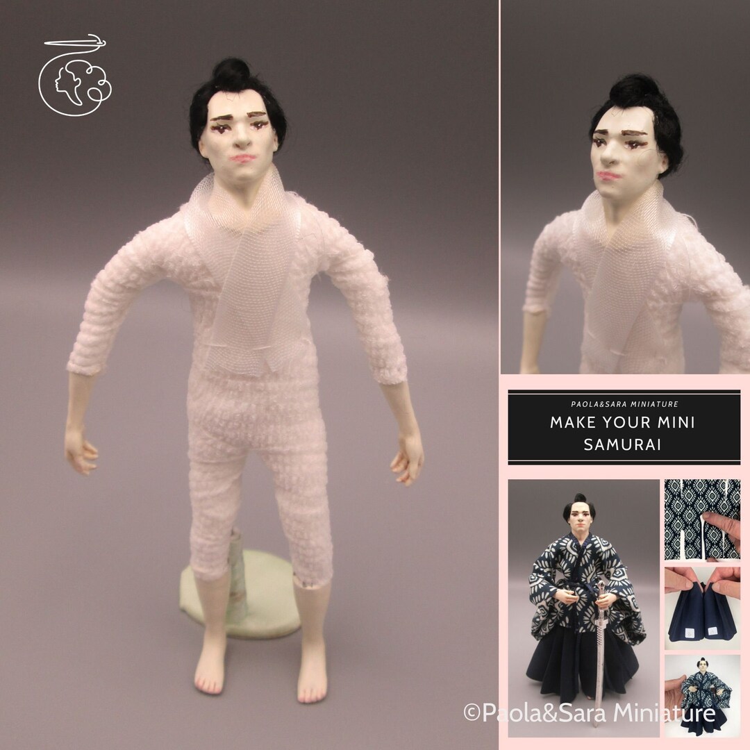 Undressed Samurai Doll for Miniature Dollhouse in 1/12 Scale - Posable ...