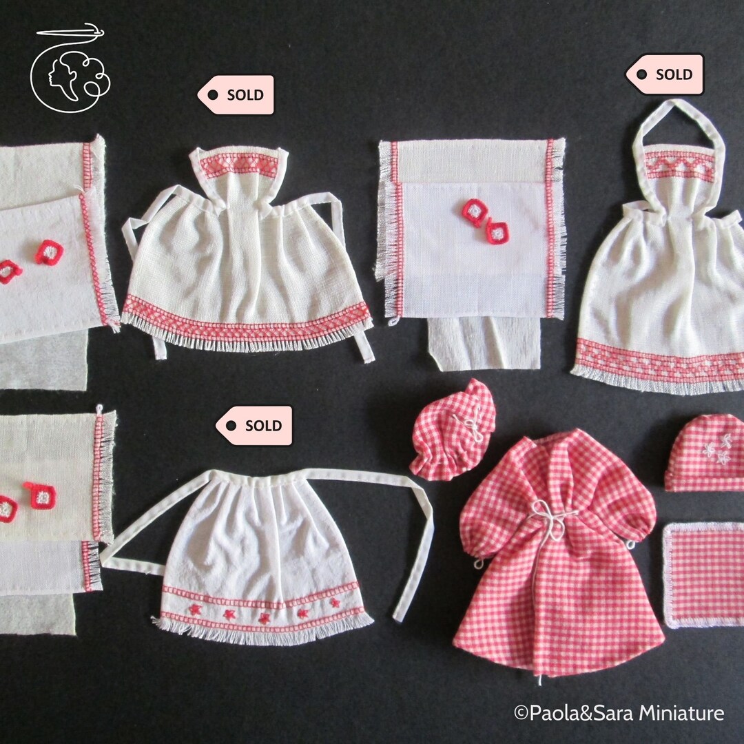 Miniature Kitchen Set for 1/12 Scale Dollhouse | Material : Cotton - Etsy