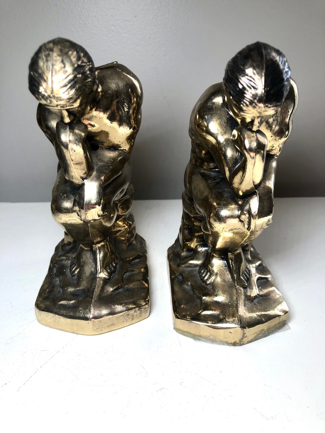 Vintage the Thinker Metal Bookends - Etsy