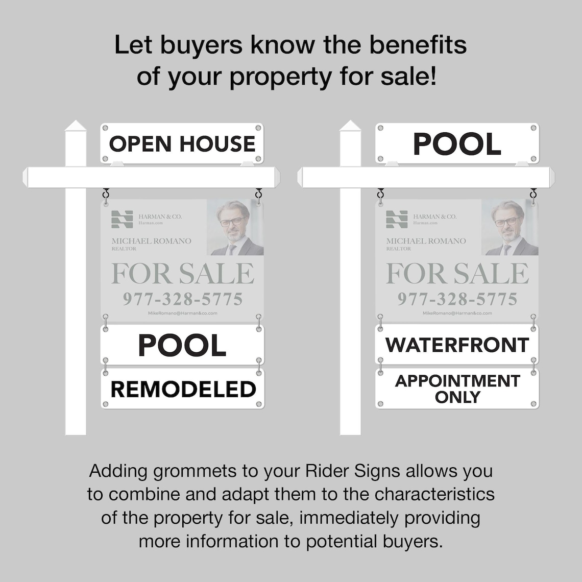 Custom Real Estate Rider Sign, 24x6, Double Sided PVC - Etsy