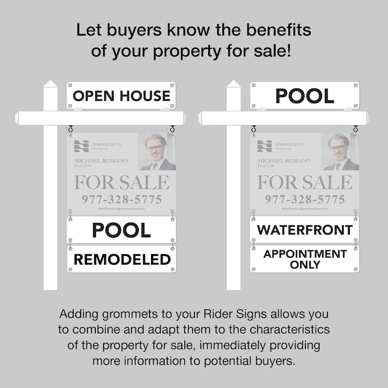 Custom Real Estate Rider Sign, 24x6, Double Sided PVC - Etsy
