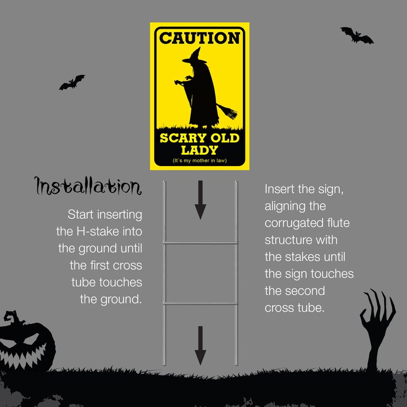 Funny Scary Old Lady Halloween Yard Sign, Caution Witch Sign - Etsy