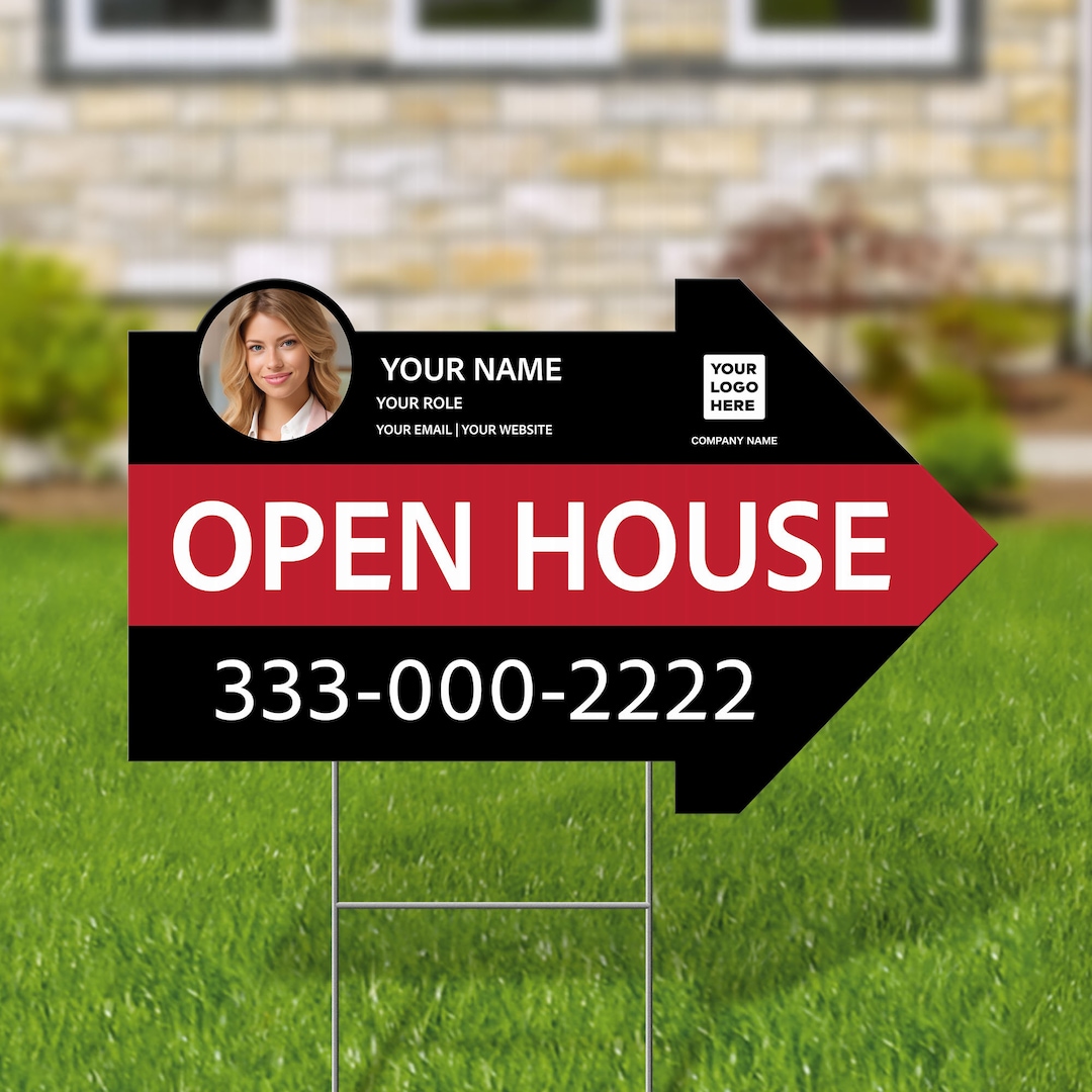 CUSTOM 26"x16" OPEN HOUSE Real Estate Sign With H-stakes | Significant ...