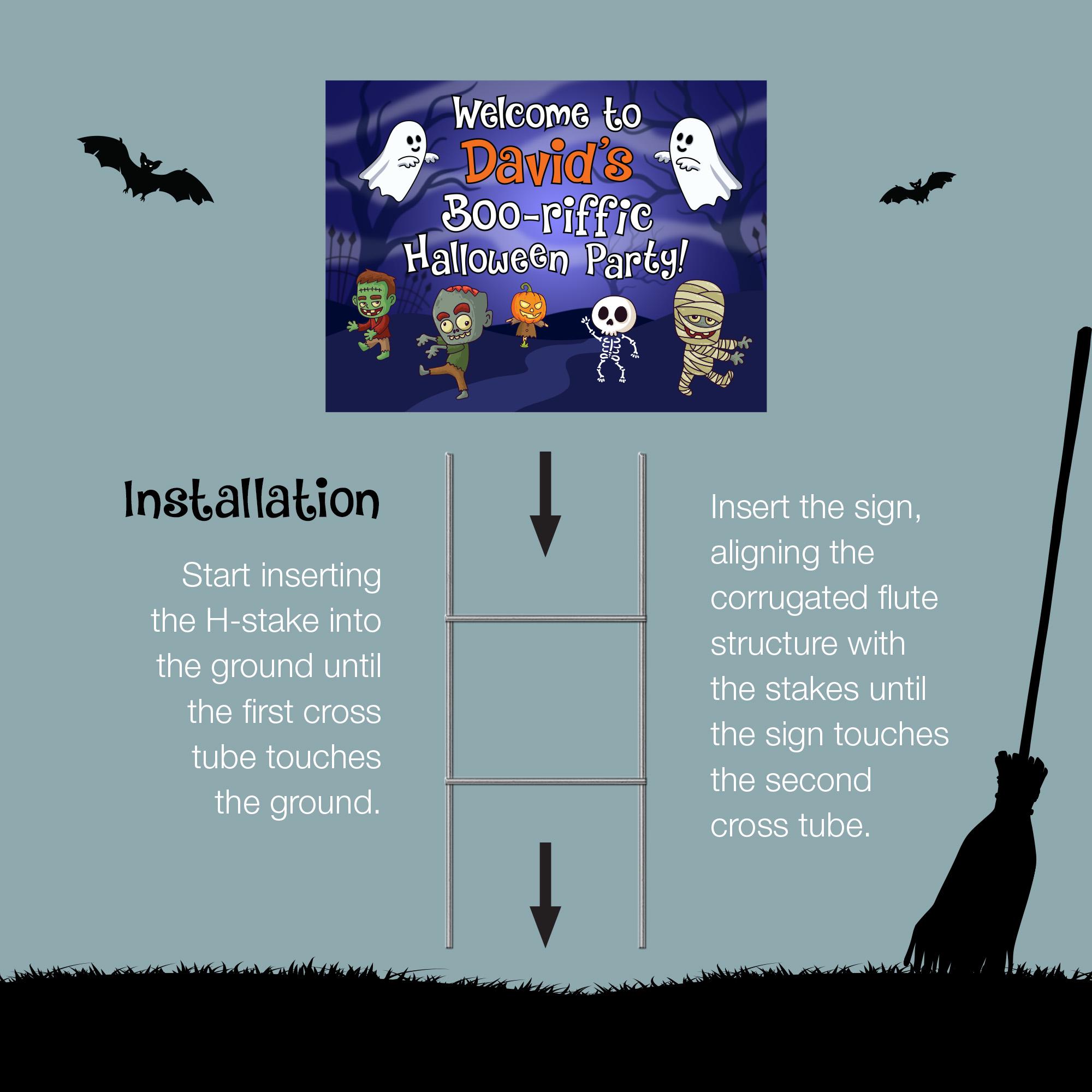 CUSTOM Welcome Halloween Yard Sign, Art for Halloween Decoration, 24x18 ...