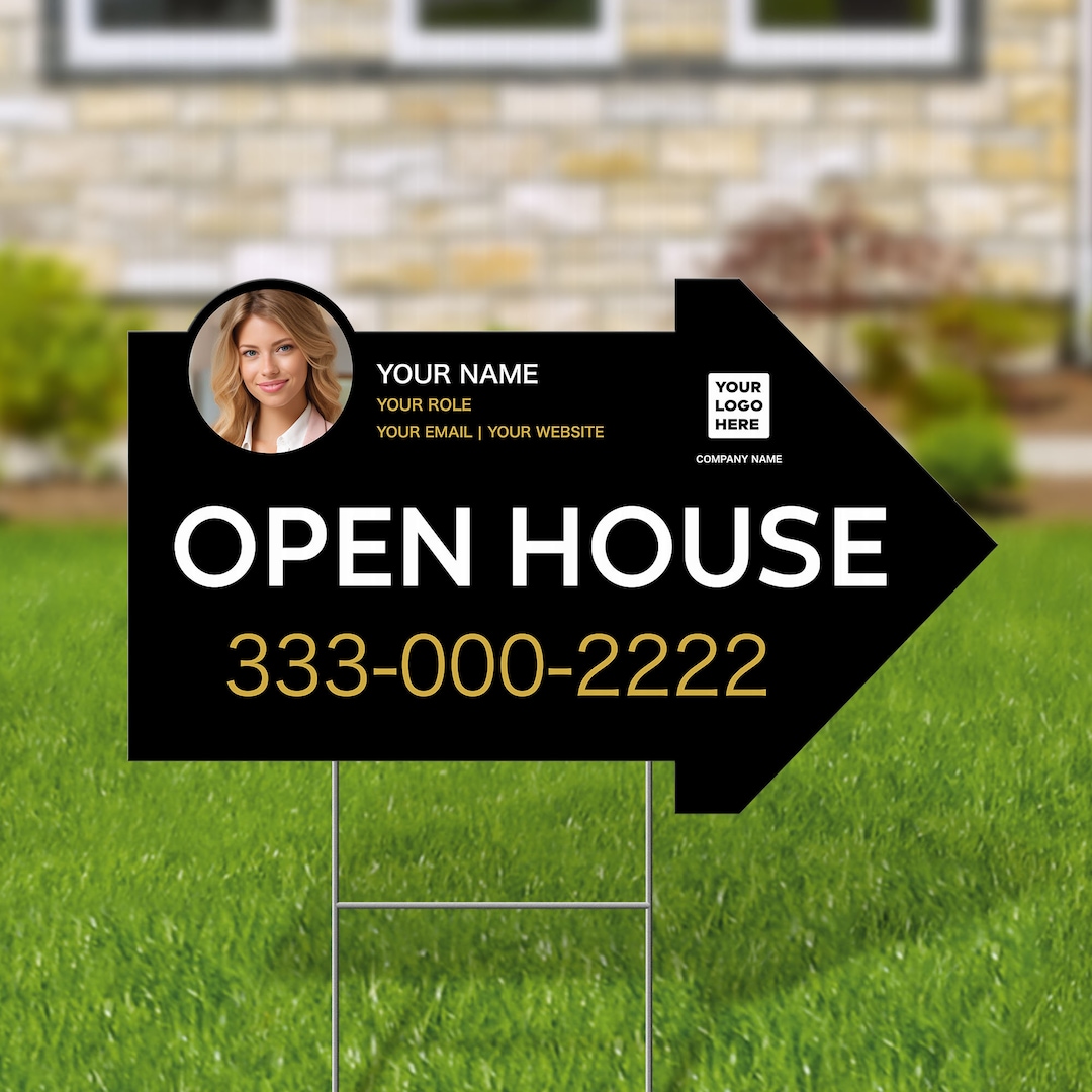 Custom Open House Sign | 26"x16" Coroplast, H-stakes Included - Etsy