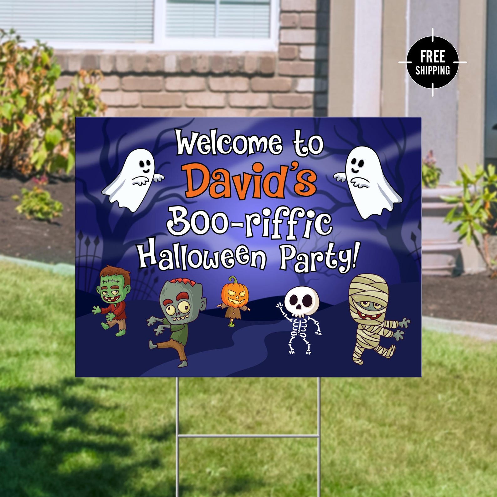 CUSTOM Welcome Halloween Yard Sign, Art for Halloween Decoration, 24x18 ...