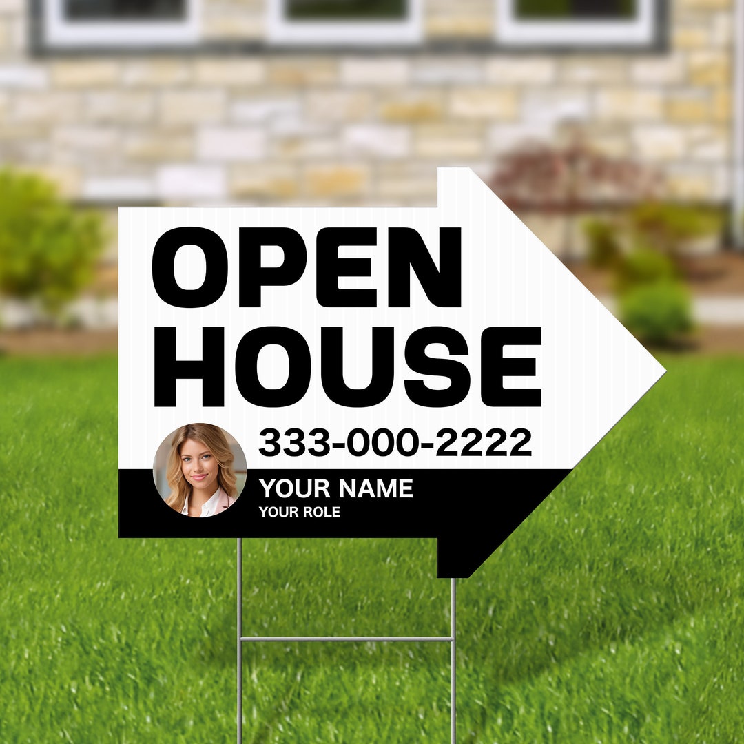 Custom Open House Sign | 24x18" Coroplast, H-stakes Included - Etsy