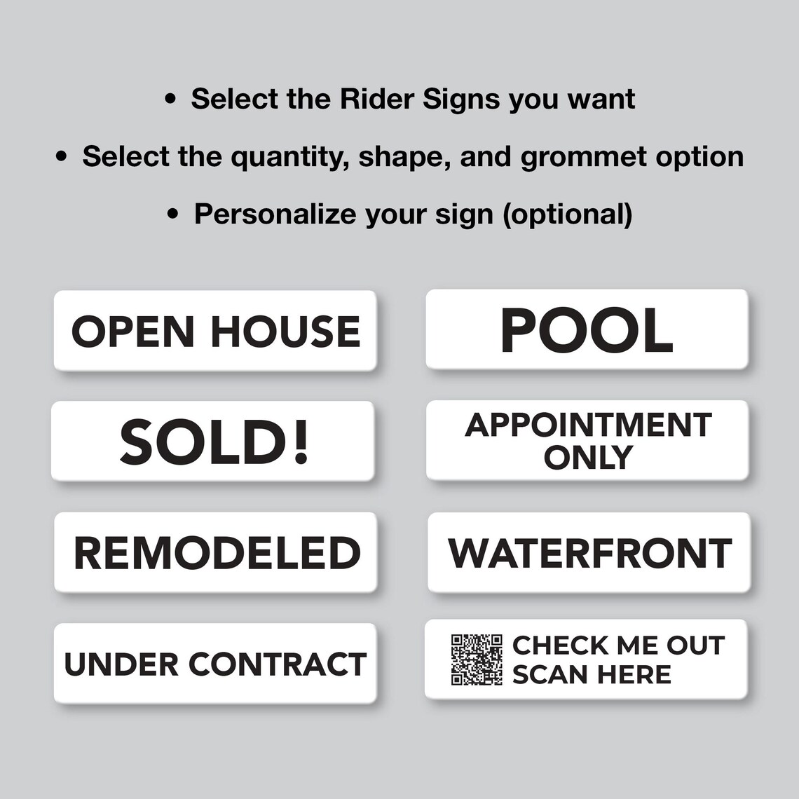 Custom Real Estate Rider Sign, 24x6, Double Sided PVC - Etsy