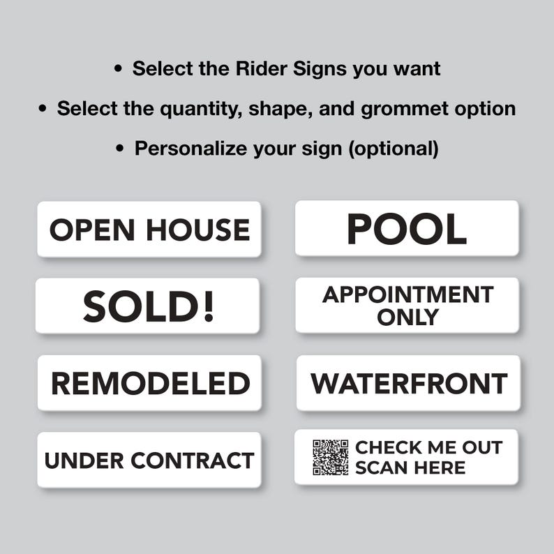 Custom Real Estate Rider Sign, 24x6, Double Sided PVC - Etsy