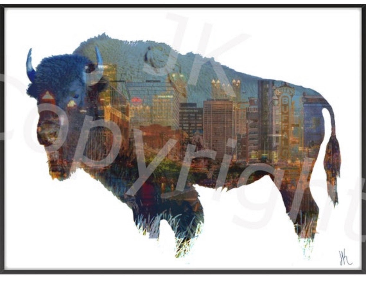 CANVAS Buffalo NY Custom Black and White with Gold Graphic | Etsy